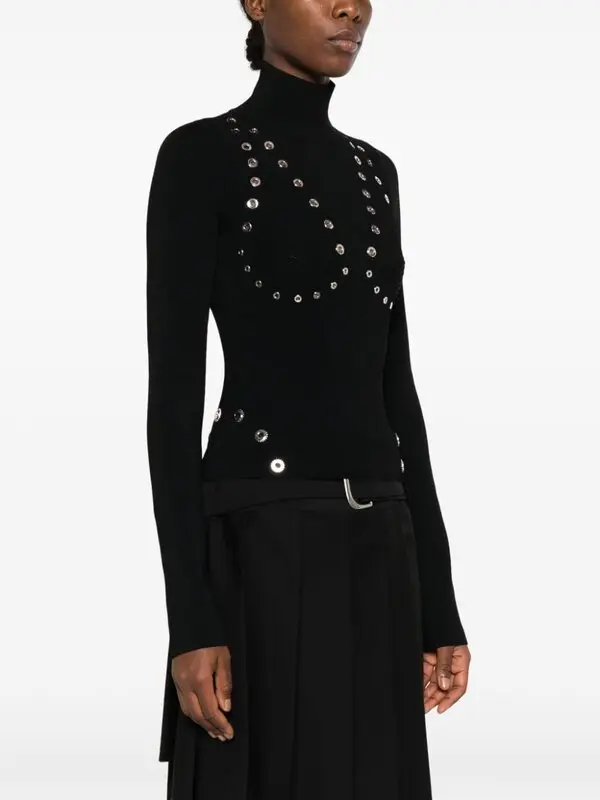 Off-White Eyelet-embellished Knitted Top