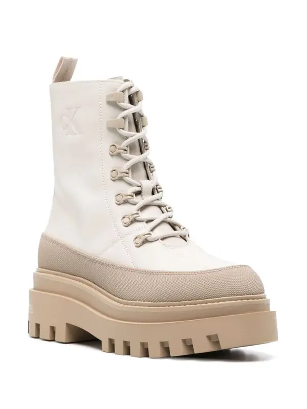 Calvin Klein Logo-debossed Leather Boots