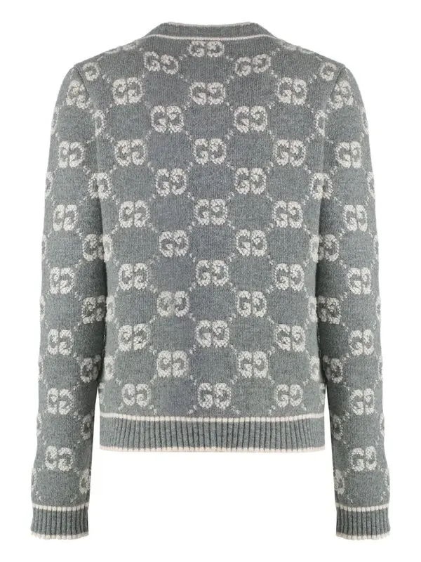 Gucci Gg Jacquard Wool Bouclé Cardigan - Grey
