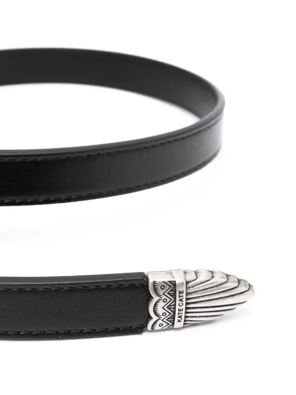 KATE CATE Thin Kim Leather Belt - Black
