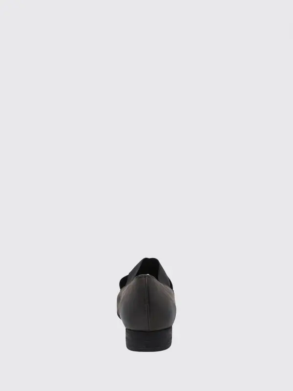 UMA WANG Square Toe Leather Mary Jane Flats With Elasticized Laces - Brown