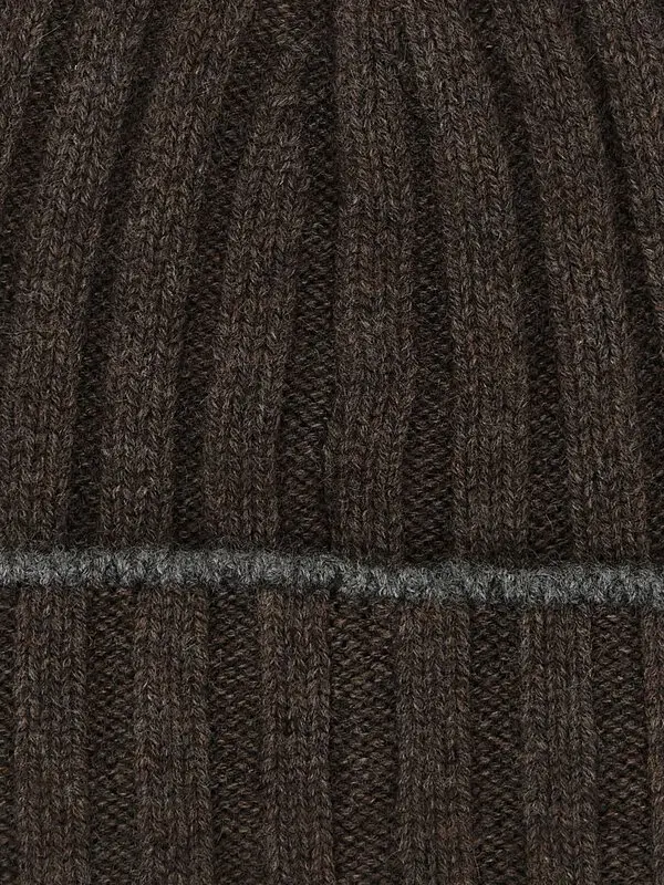 Brunello Cucinelli Ribbed Pure Cashmere Beanie - Brown