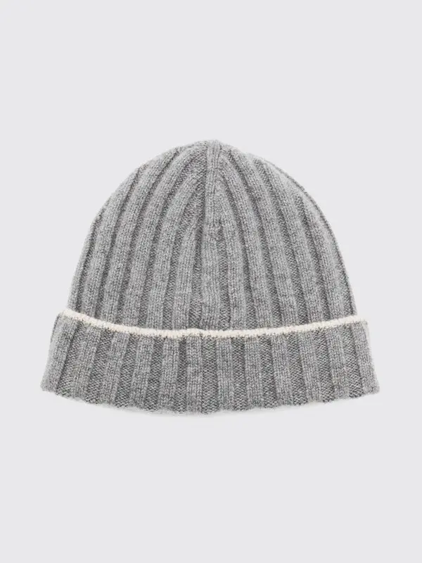 Brunello Cucinelli Ribbed Pure Cashmere Beanie - Grey 1