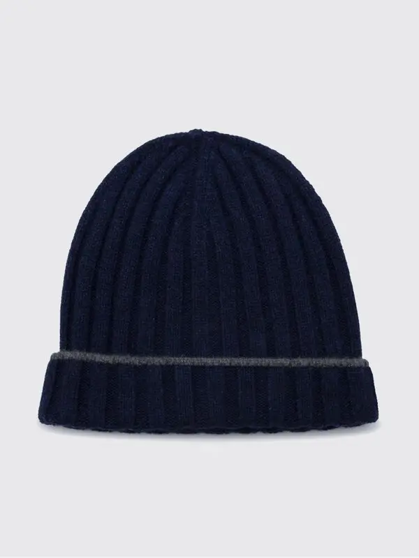 Brunello Cucinelli Ribbed Knit Beanie - Navy