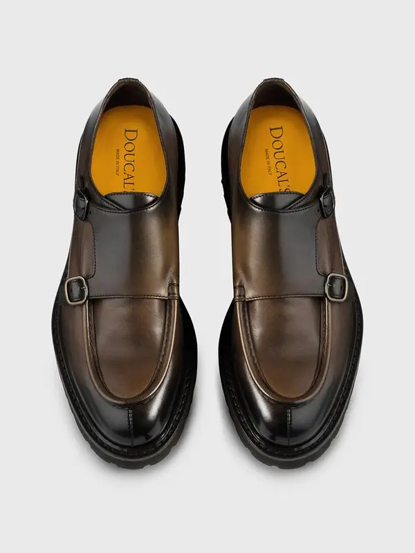DOUCAL'S Monk Strap Shoes - Brown