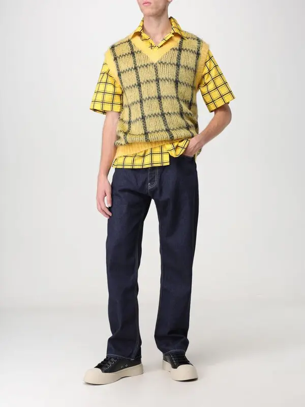 Marni Mohair Blend Check Pattern Vest - Yellow
