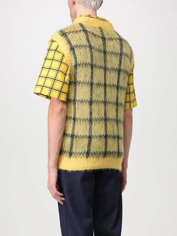 Marni Mohair Blend Check Pattern Vest - Yellow