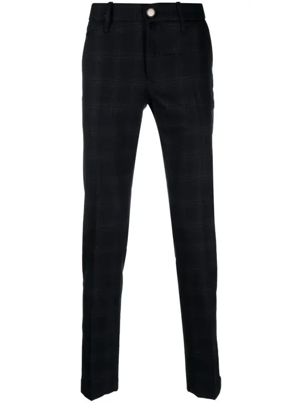 Jacob Cohen Plaid Wool-blend Tapered Trousers - Blue