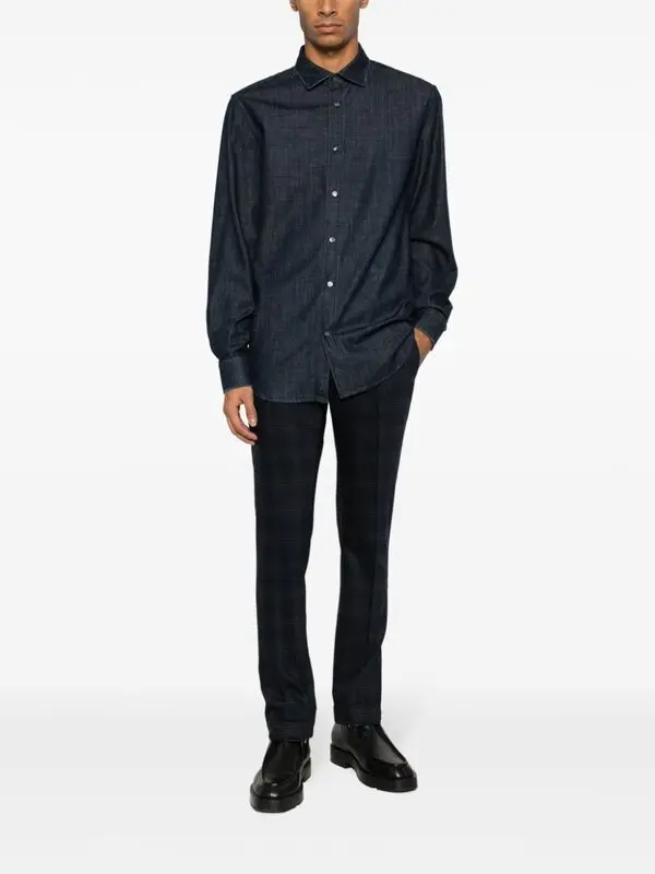 Jacob Cohen Plaid Wool-blend Tapered Trousers - Blue