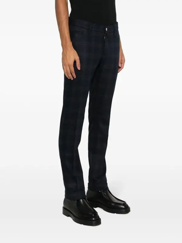 Jacob Cohen Plaid Wool-blend Tapered Trousers - Blue