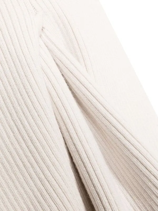 COURREGES Logo-patch Ribbed-knit Scarf - Neutrals