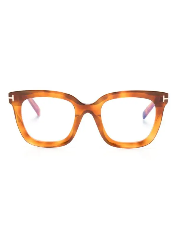 TOM FORD Tortoiseshell Square Frame Glasses - Brown