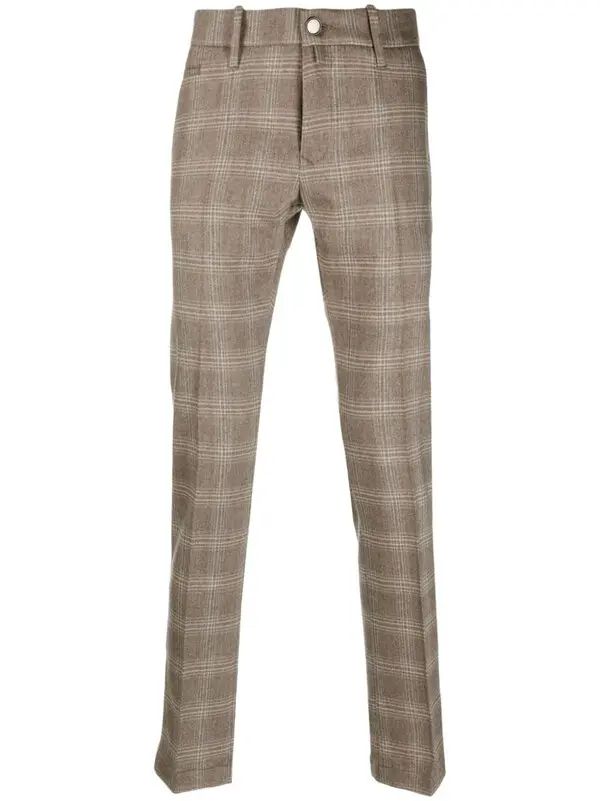 JACOB COHЁN Plaid-check Wool-blend Trousers - Brown