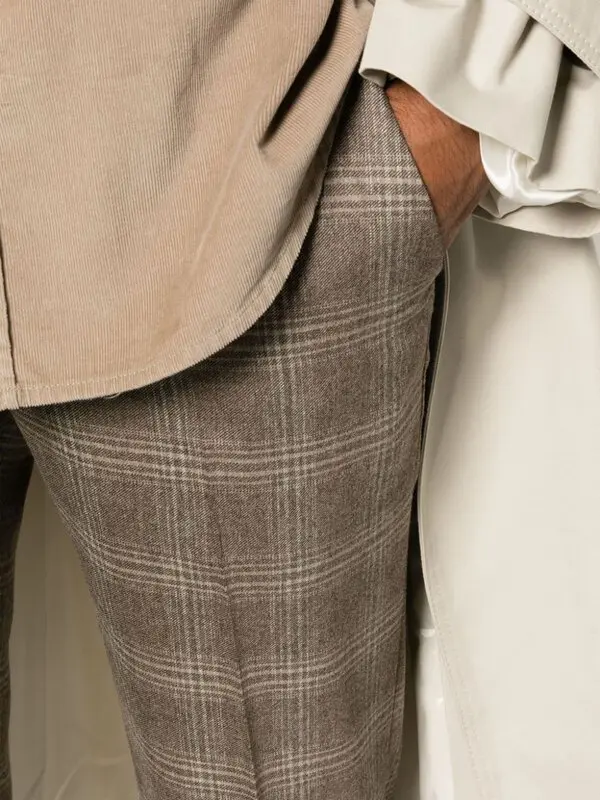 JACOB COHЁN Plaid-check Wool-blend Trousers - Brown