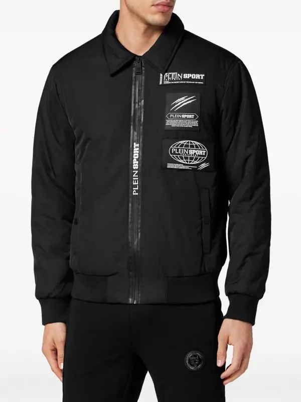 PLEIN SPORT Logo-patch Matte-finish Bomber Jacket