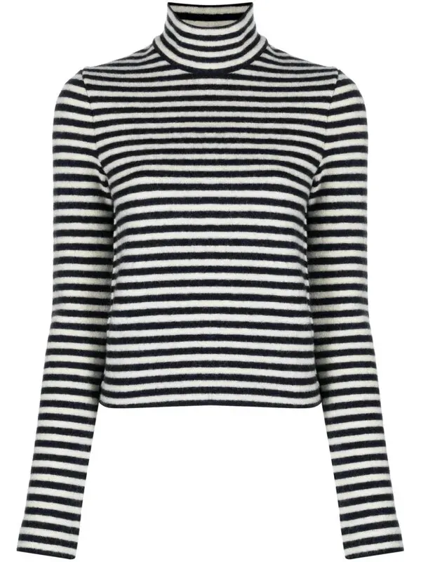 JIL SANDER Logo-patch Striped Wool Sweater - Blue