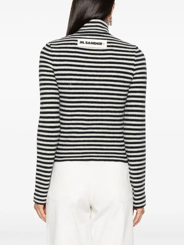 JIL SANDER Logo-patch Striped Wool Sweater - Blue