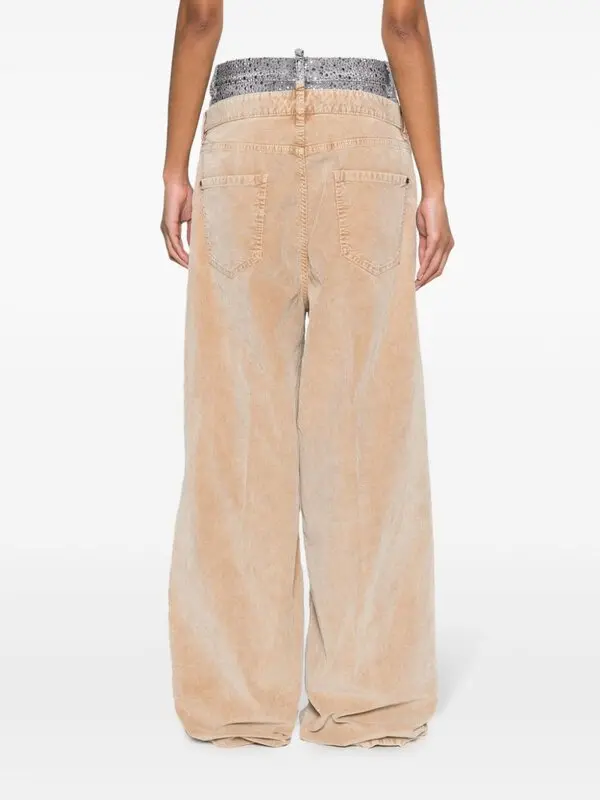 Dsquared2 Crystal-embellished Double-layer Wide Leg Trousers