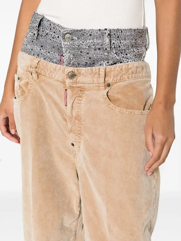 Dsquared2 Crystal-embellished Double-layer Wide Leg Trousers