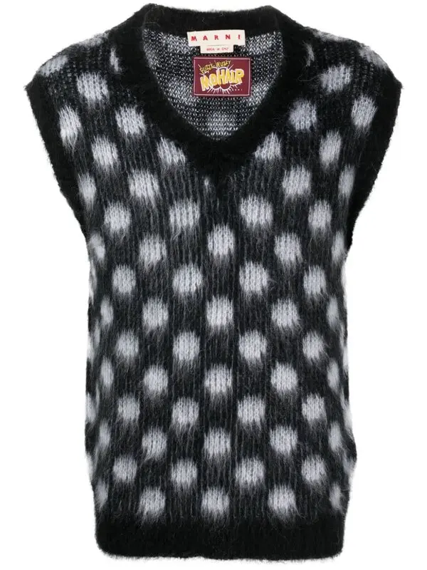 Marni Polka-dot Brushed-knit Vest