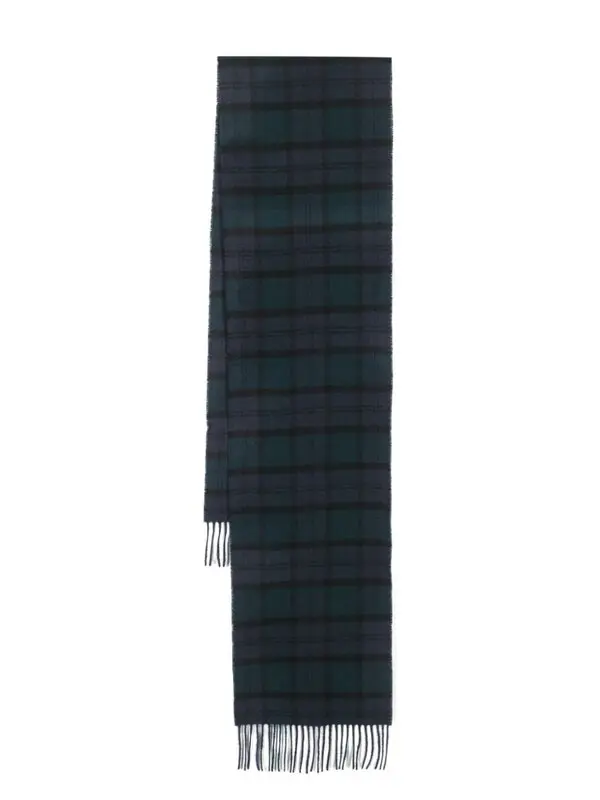 Barbour Tartan-check Wool Scarf - Blue