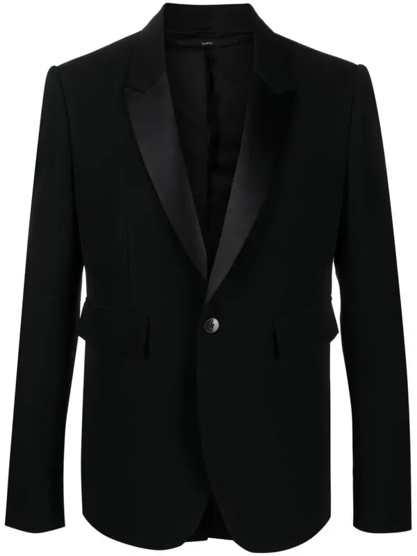 SAPIO Single-breasted Cotton-wool Blazer - Black