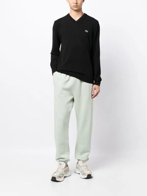 Lacoste Logo-embroidered Fine-ribbed Jumper - Black