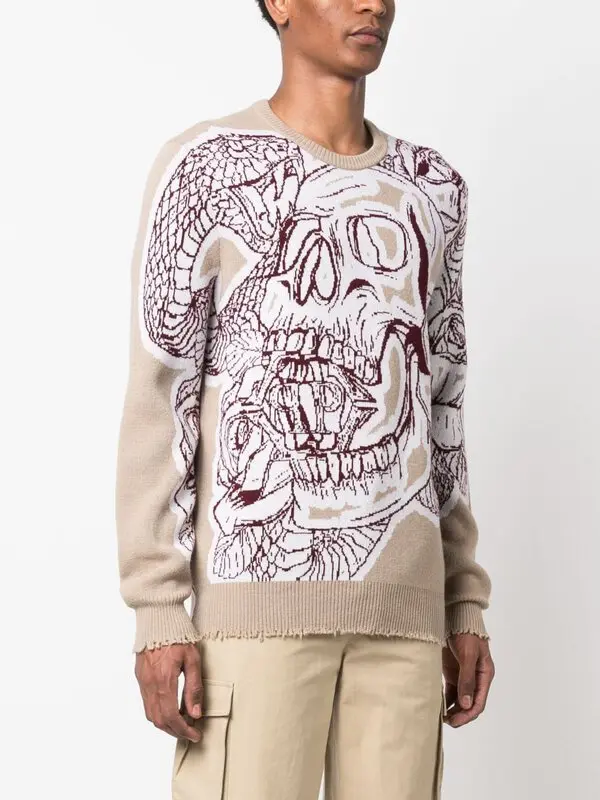 Philipp Plein Skull Patterned-intarsia Sweatshirt