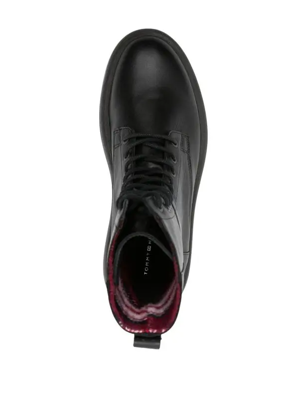 Tommy Hilfiger Monogram Plaque Leather Ankle Boots