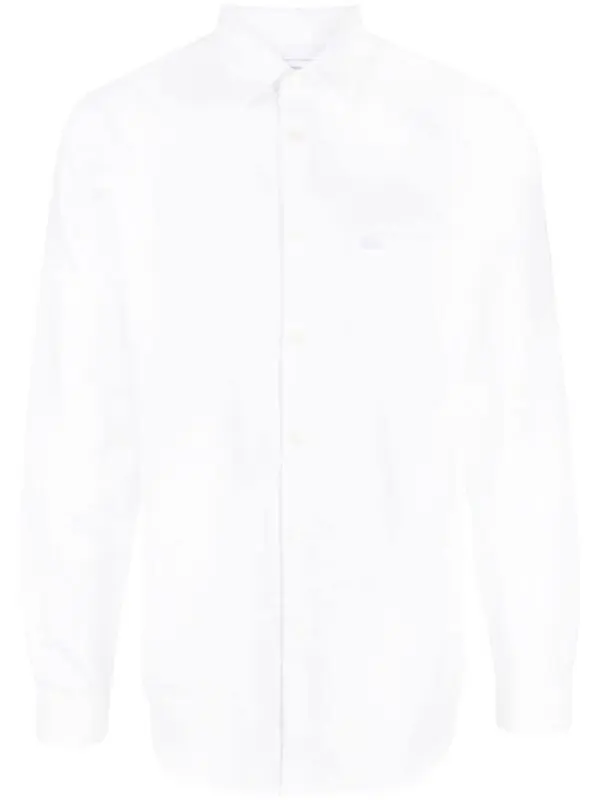 Lacoste Logo-embroidered Long-sleeve Cotton Shirt - White
