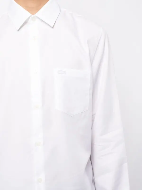 Lacoste Logo-embroidered Long-sleeve Cotton Shirt - White