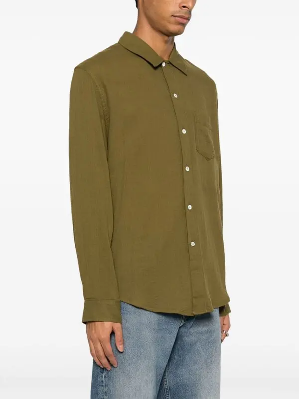 Séfr Leo Long-sleeve Cotton Shirt - Green