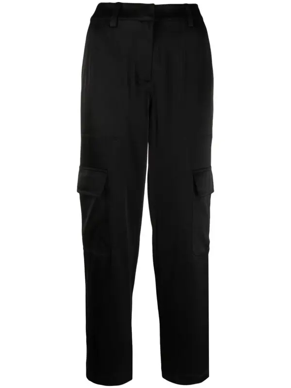 Michael Kors Satin-finish Tapered-leg Trousers - Black
