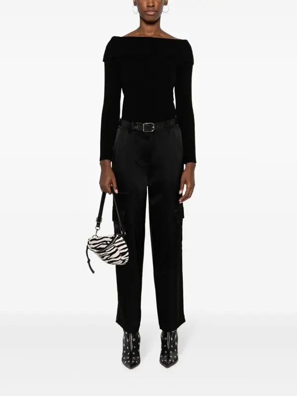 Michael Kors Satin-finish Tapered-leg Trousers - Black
