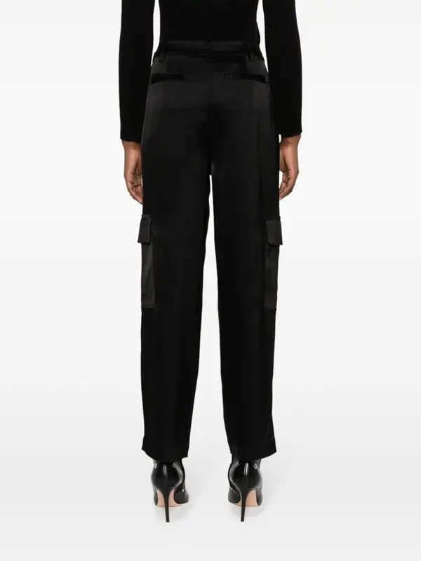 Michael Kors Satin-finish Tapered-leg Trousers - Black