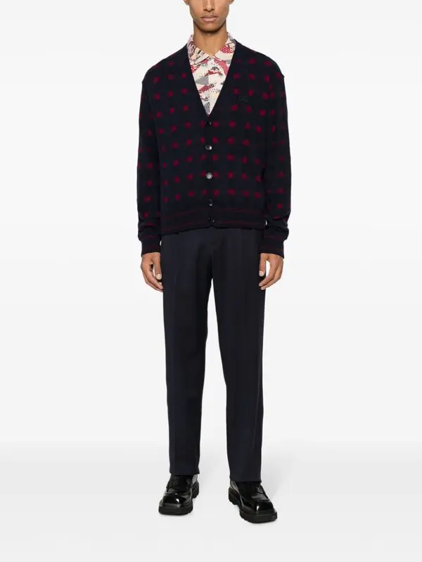 Etro Patterned-knit V-neck Cardigan - Blue