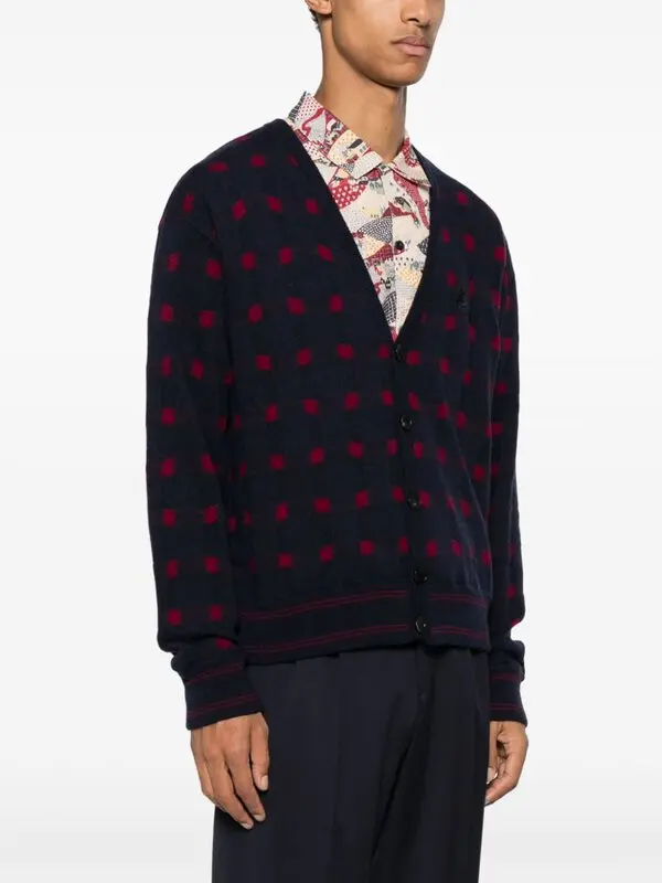 Etro Patterned-knit V-neck Cardigan - Blue