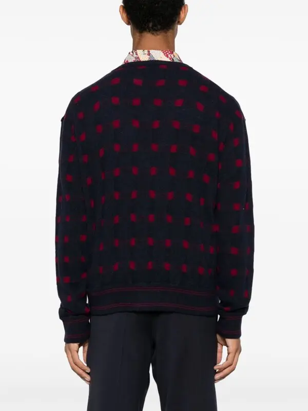Etro Patterned-knit V-neck Cardigan - Blue