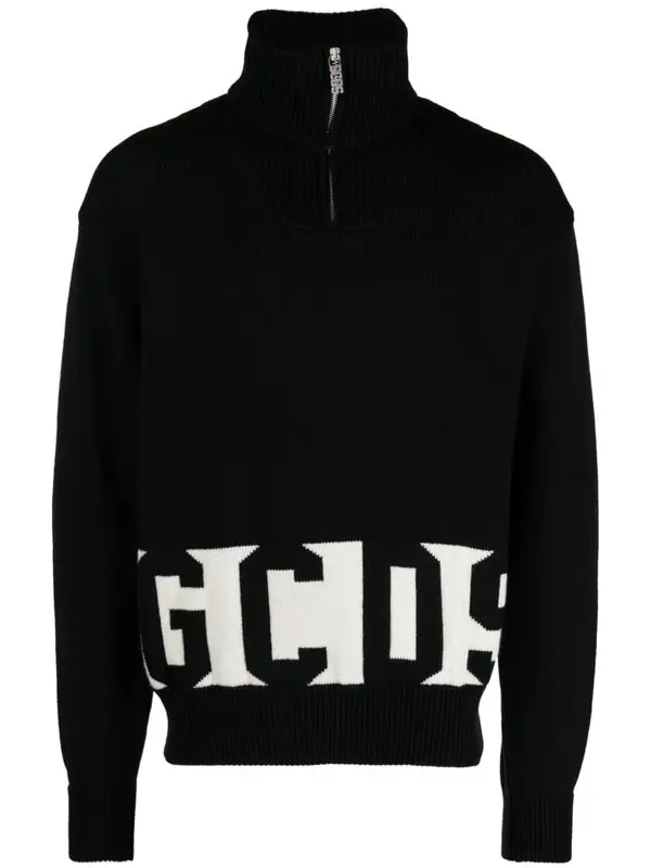 Gcds Intarsia-knit Half-zip Jumper
