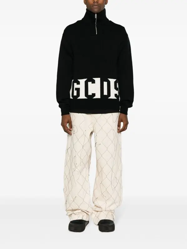 Gcds Intarsia-knit Half-zip Jumper