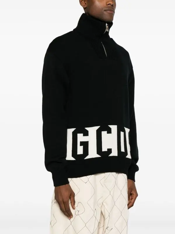 Gcds Intarsia-knit Half-zip Jumper