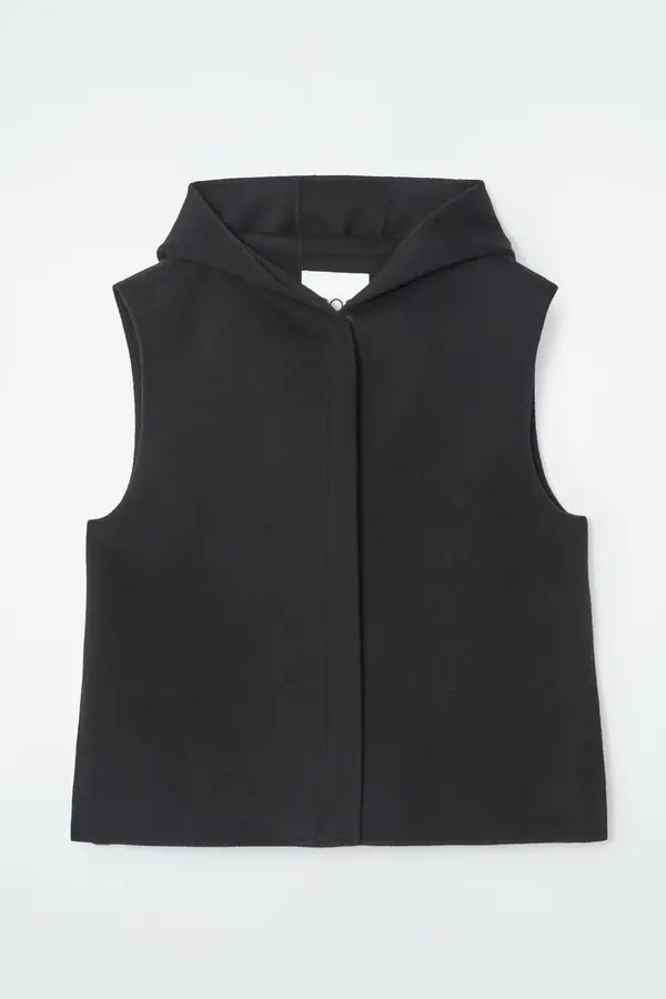 Cos Double-faced Hybrid Hooded Vest - Black