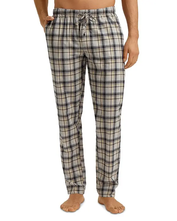 Hanro Cozy Comfort Check Print Pajama Pants - Cardamom