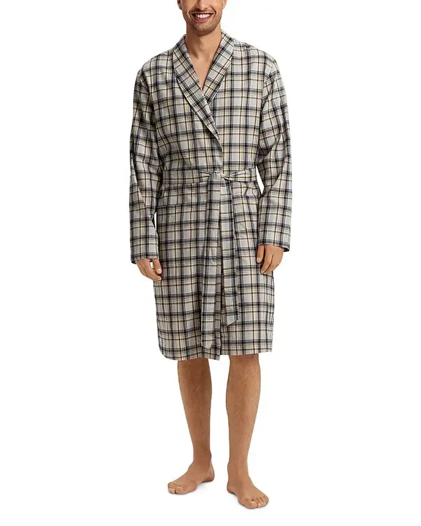 Hanro Homey Checked Robe - Cardamom