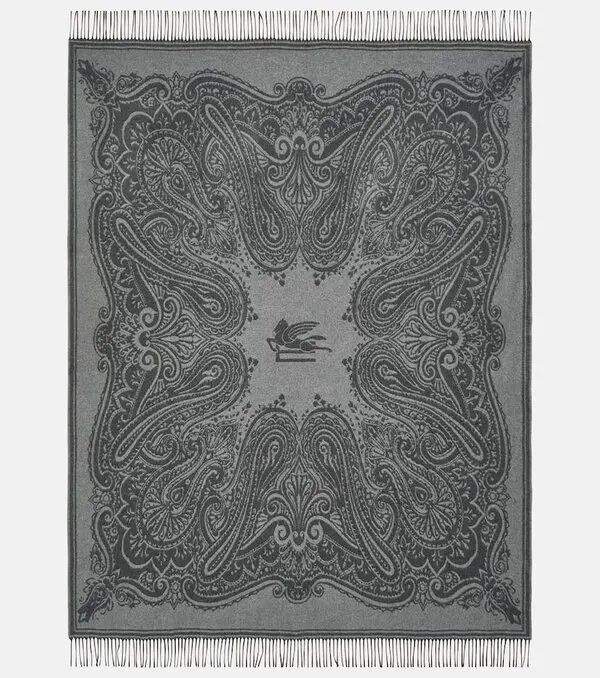 Etro Paisley Wool And Cashmere Blanket - Grey