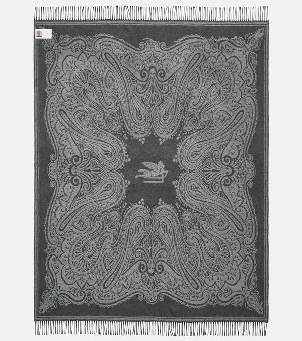 Etro Paisley Wool And Cashmere Blanket - Grey