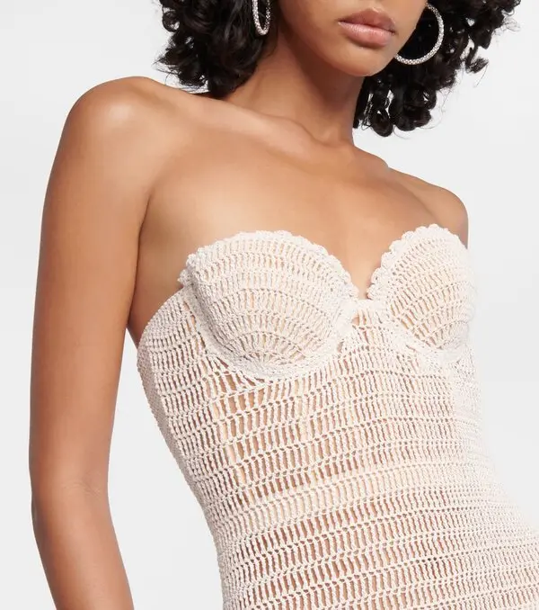 magda butrym crochet dress Structured crochet bustier mini dress in cream