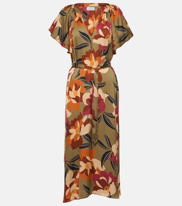 Velvet By Graham & Spencer Francie Printed Satin Midi Dress