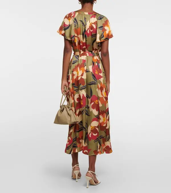 Velvet By Graham & Spencer Francie Printed Satin Midi Dress