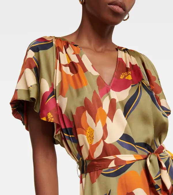 Velvet By Graham & Spencer Francie Printed Satin Midi Dress